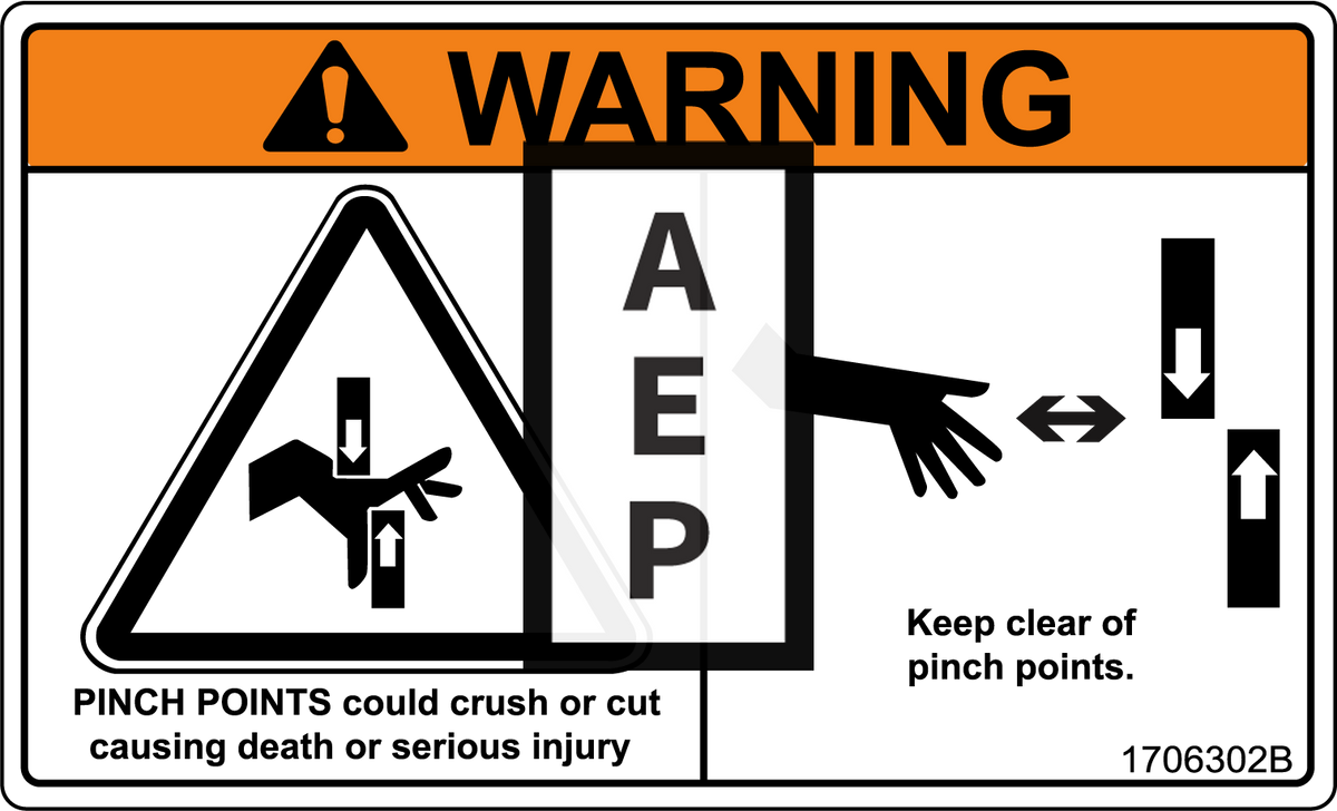 JLG 1706302 Decal Pinch Point Boom Holes | Aerial Safety Labels
