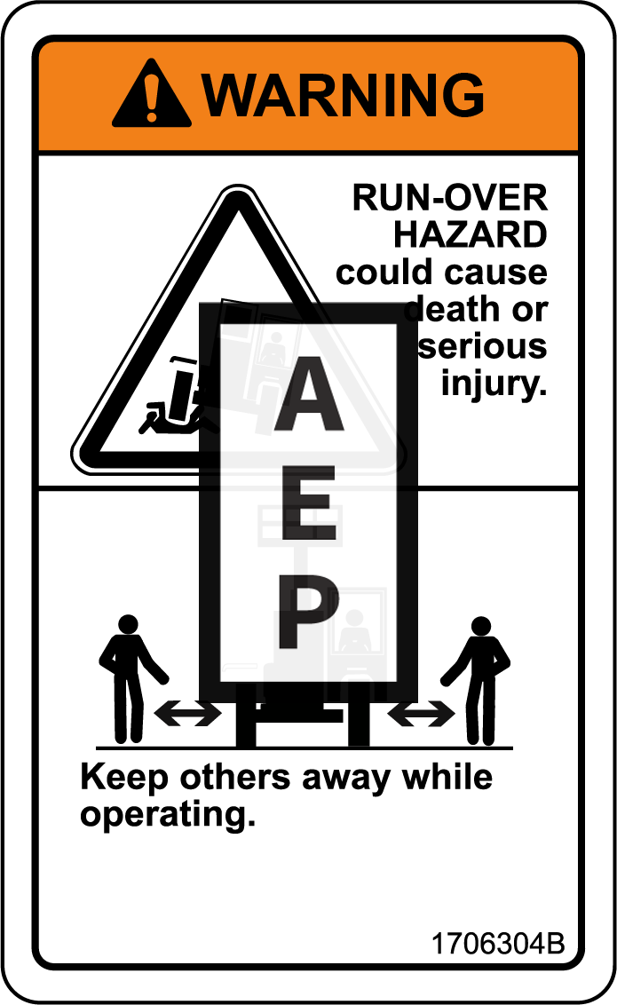 JLG 1706304 Decal Run Over Hazard | Aerial Safety Labels