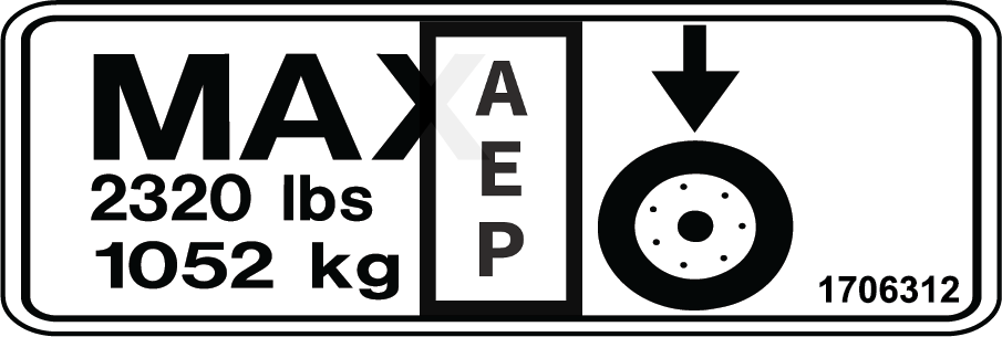 JLG 1706312 Decal Tire Load2320Lb 1052Kg | Aerial Safety Labels