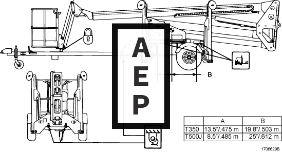 JLG 1706629 Decal Lift Diagram | Aerial Safety Labels