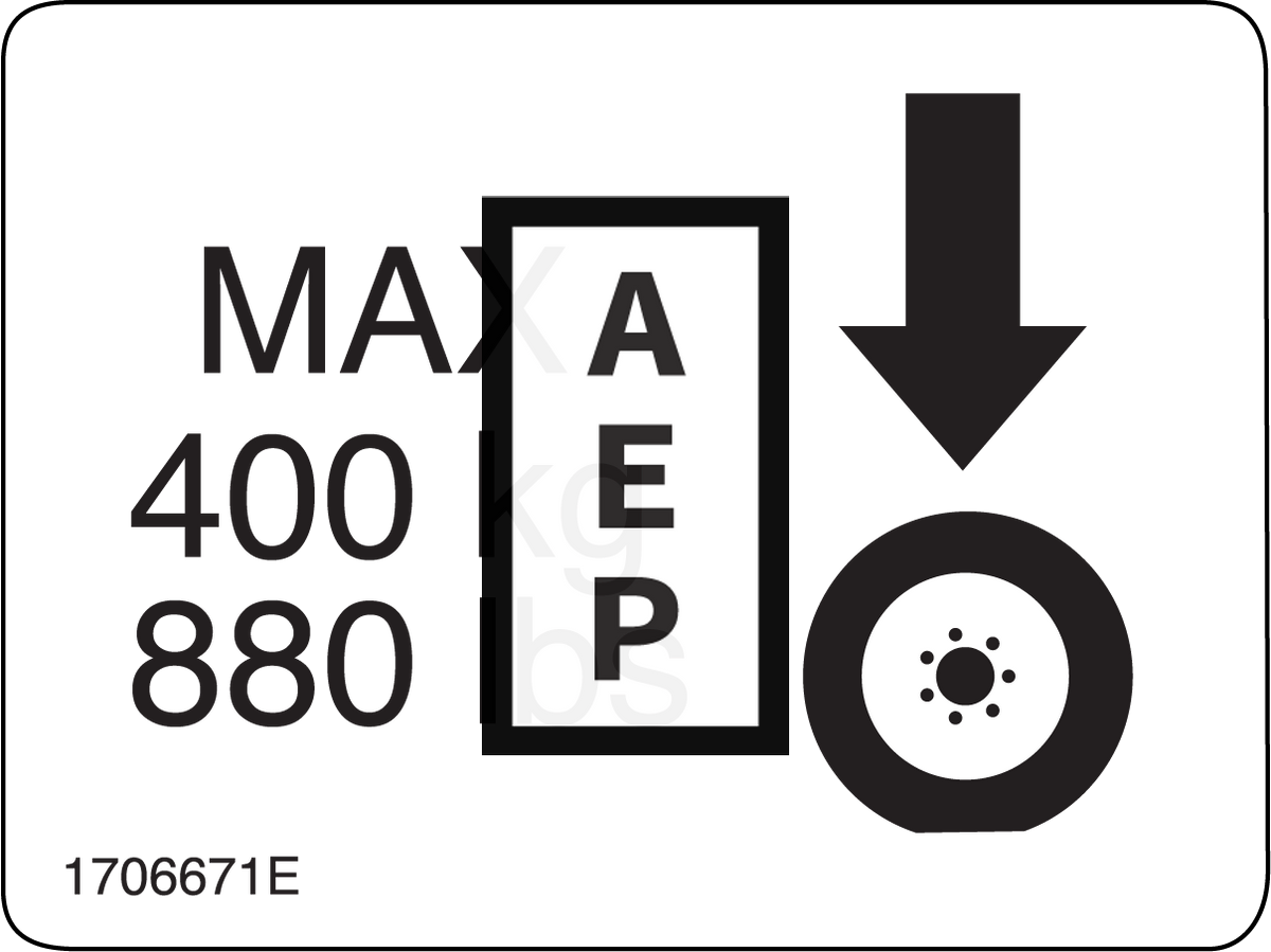 JLG 1706671 Decal 1230Es Wheel Load | Aerial Safety Labels