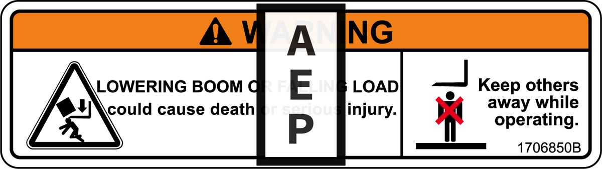JLG 1706850 Decal Crush Hazard Warning | Aerial Safety Labels