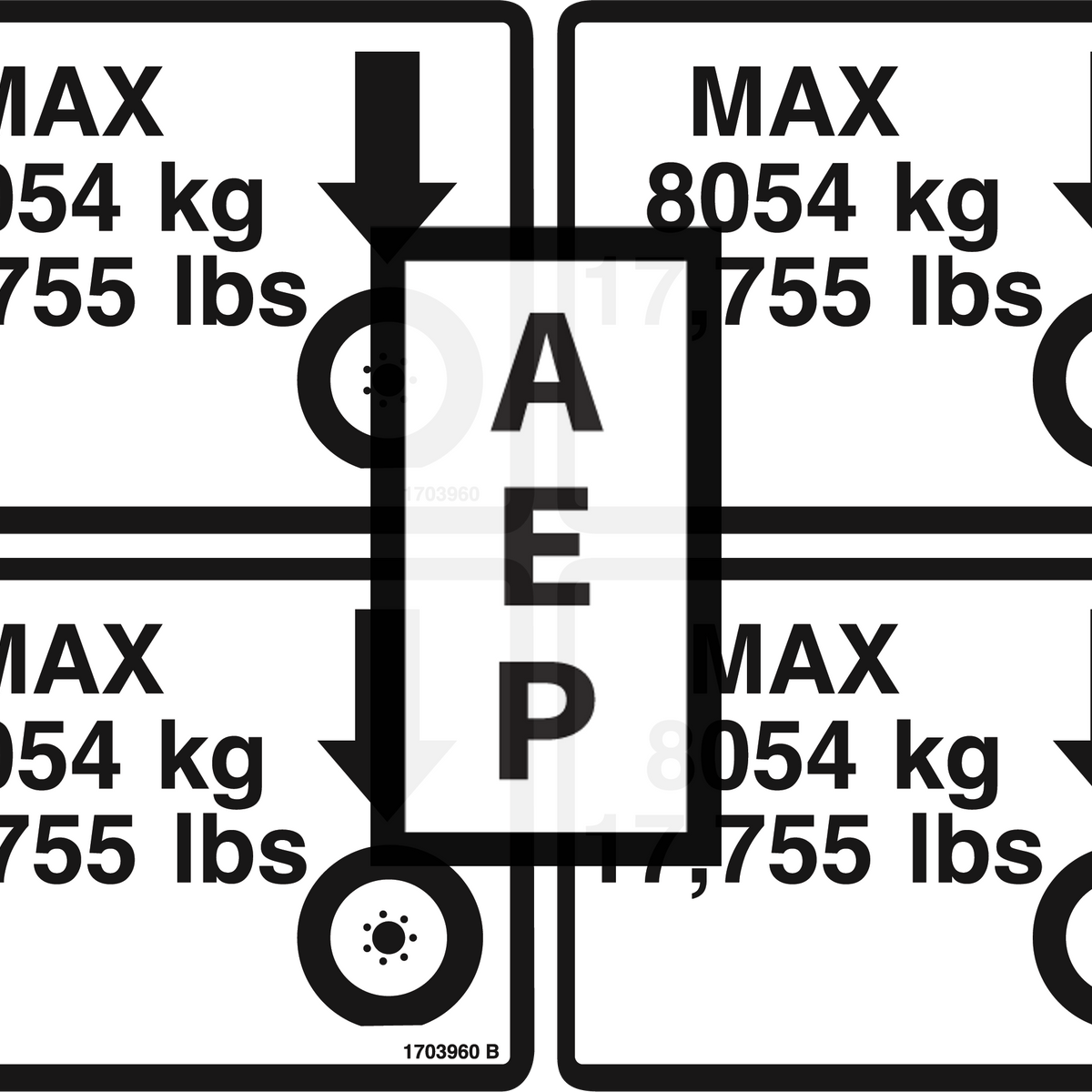 JLG 2902353 Decal Kit Max Tire Load 800A | Aerial Safety Labels