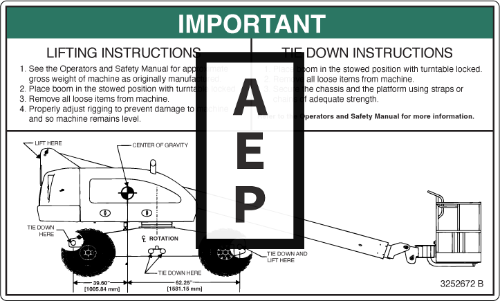 JLG 3252672 Decal Nameplate Lift Dia 400 Dom | Aerial Safety Labels