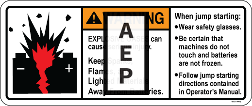 JLG 4107402 Decal Exploding Battery | Aerial Safety Labels