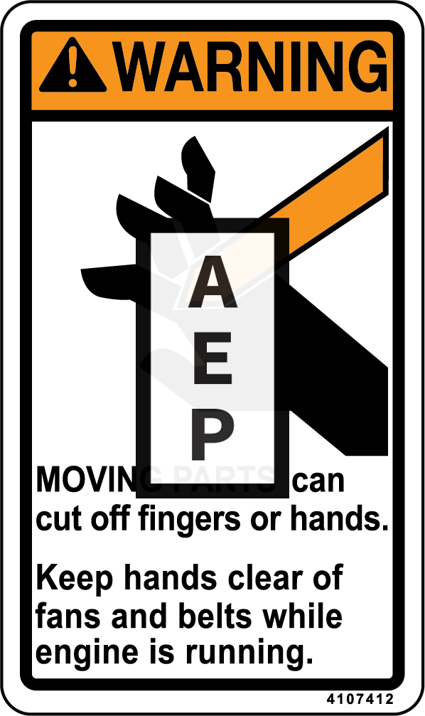 JLG 4107412 Decal Fan Warning | Aerial Safety Labels