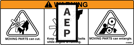 JLG 4108981 Decal Fan Warning | Aerial Safety Labels