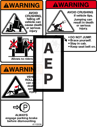 JLG 4110358 Decal Warning Avoid Crushing & | Aerial Safety Labels