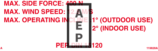 Skyjack 119828 Decal Wind Speed And Side Force | Aerial Safety Labels
