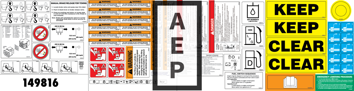Skyjack 149816 Decal Kit 1000 Ansi Csa Ref | Aerial Safety Labels