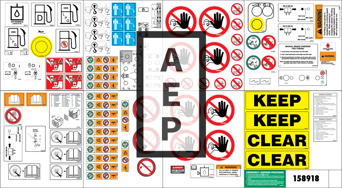 Skyjack 158918 Decal Kit Sjrt 8831 8841 | Aerial Safety Labels