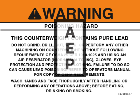 Skyjack 700033 Decal Lead Warning | Aerial Safety Labels