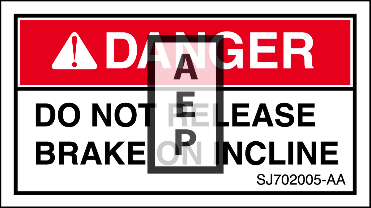 Skyjack 702005 Decal Danger Brake | Aerial Safety Labels