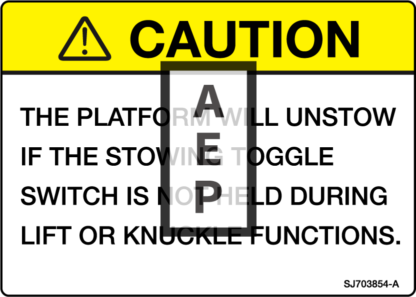 Skyjack 703854 Decal Caution Stowing | Aerial Safety Labels