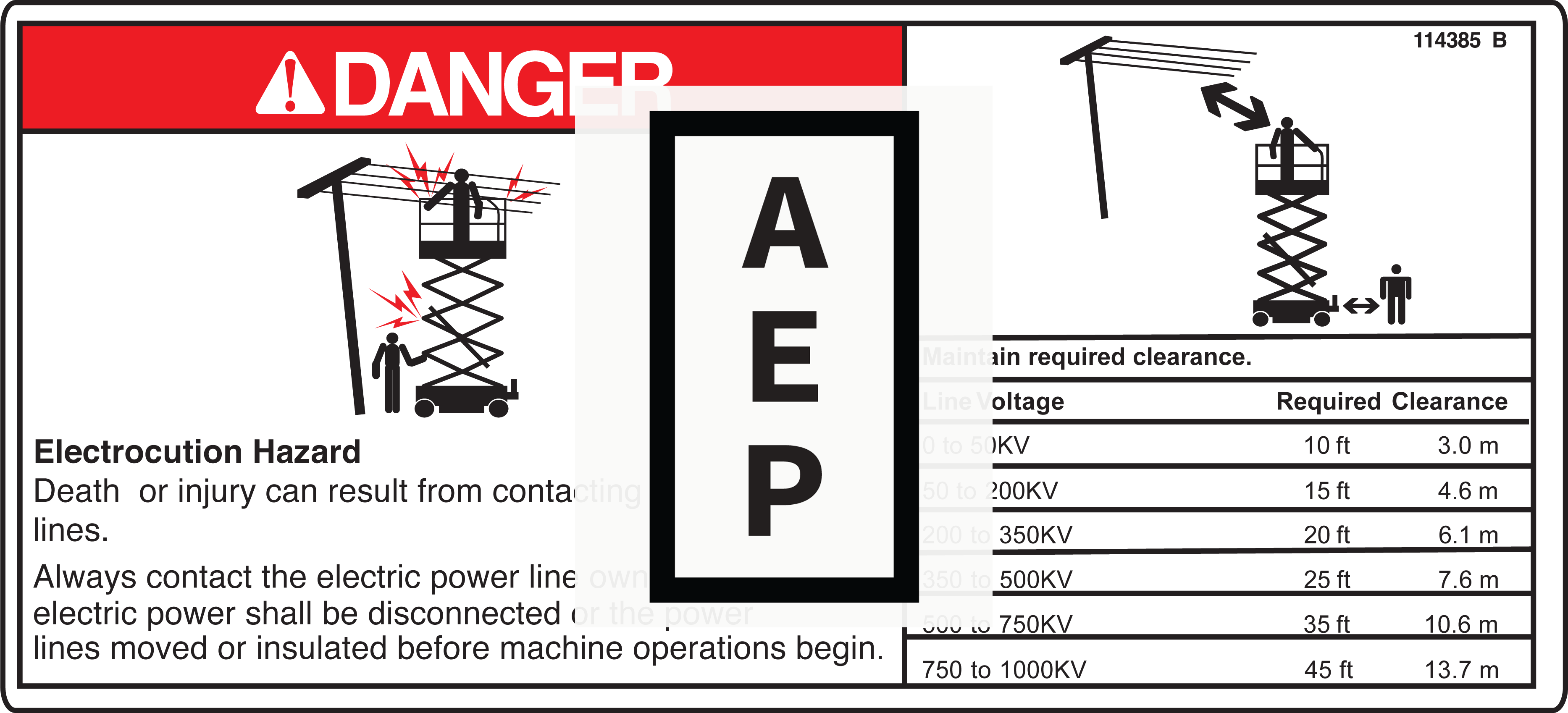 Genie 114385 Decal, Electrocution Hazard | Aerial Equipment Parts