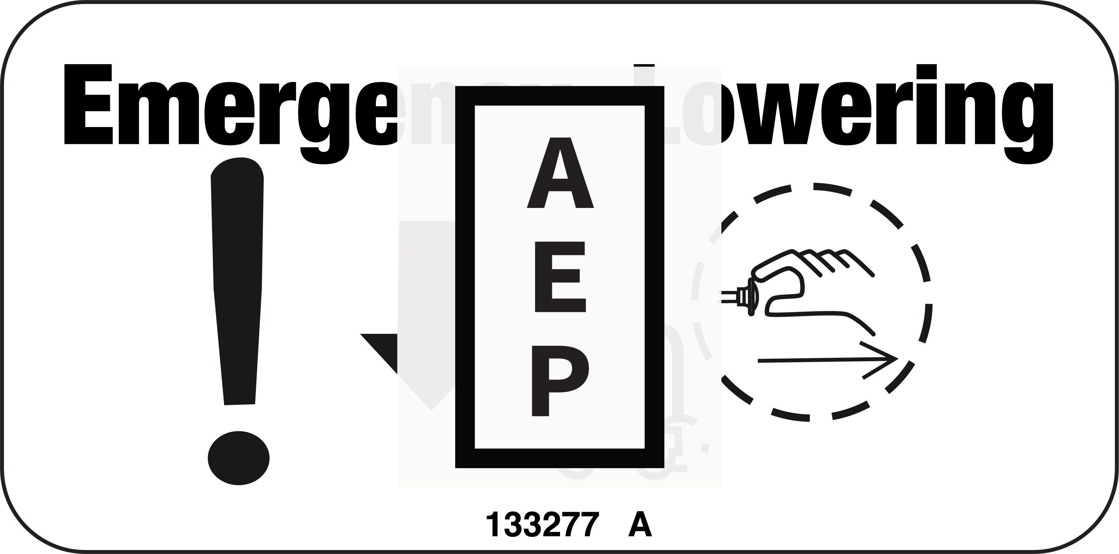Genie 133277 Decal, Label Emergency | Aerial Equipment Parts