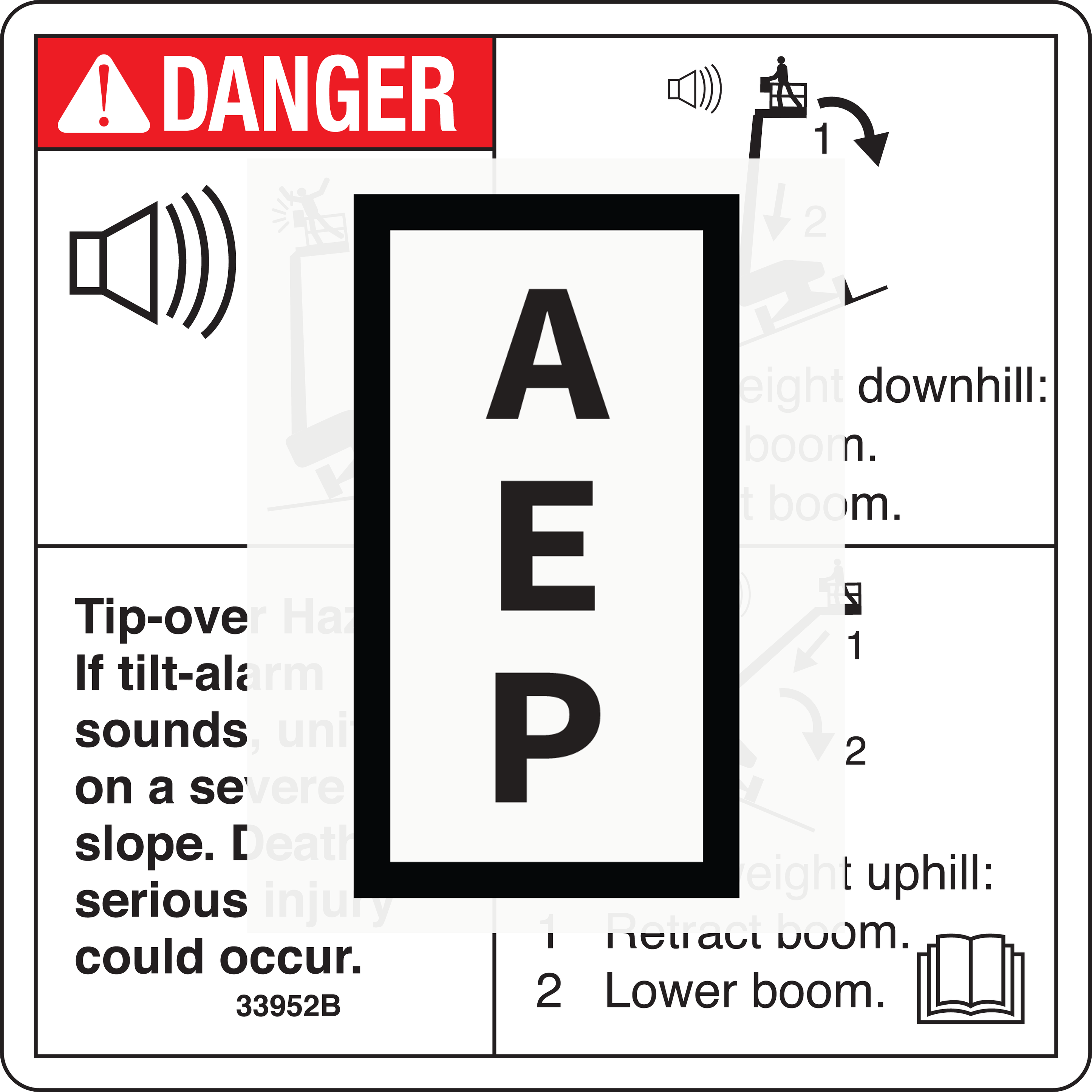 Genie Decal, Danger Tilt Alarm 33952 | Aerial Equipment Parts
