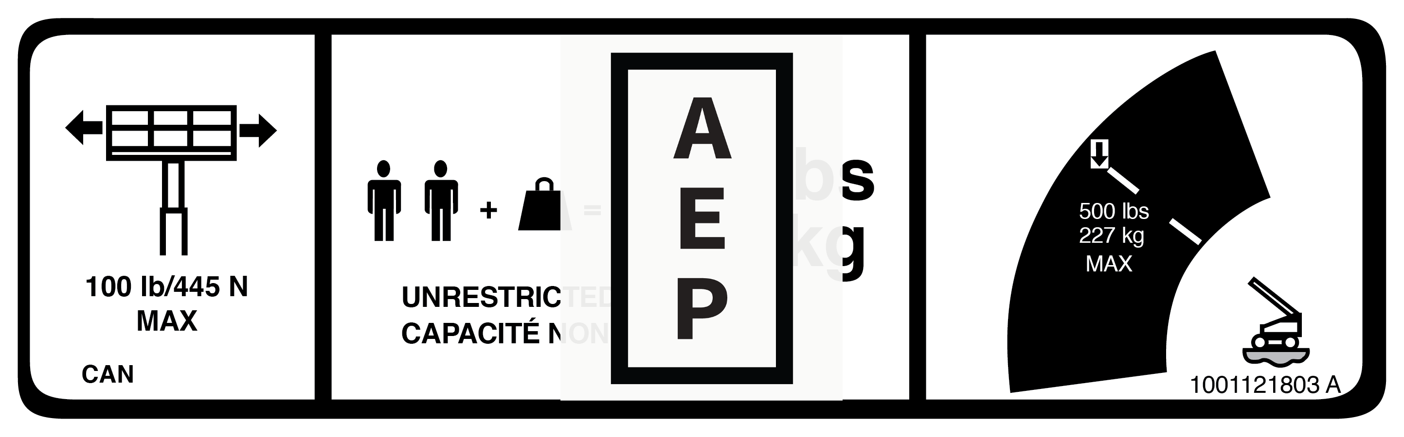 JLG Lift 1001121803 Max Capacity Decal | Aerial Equipment Parts