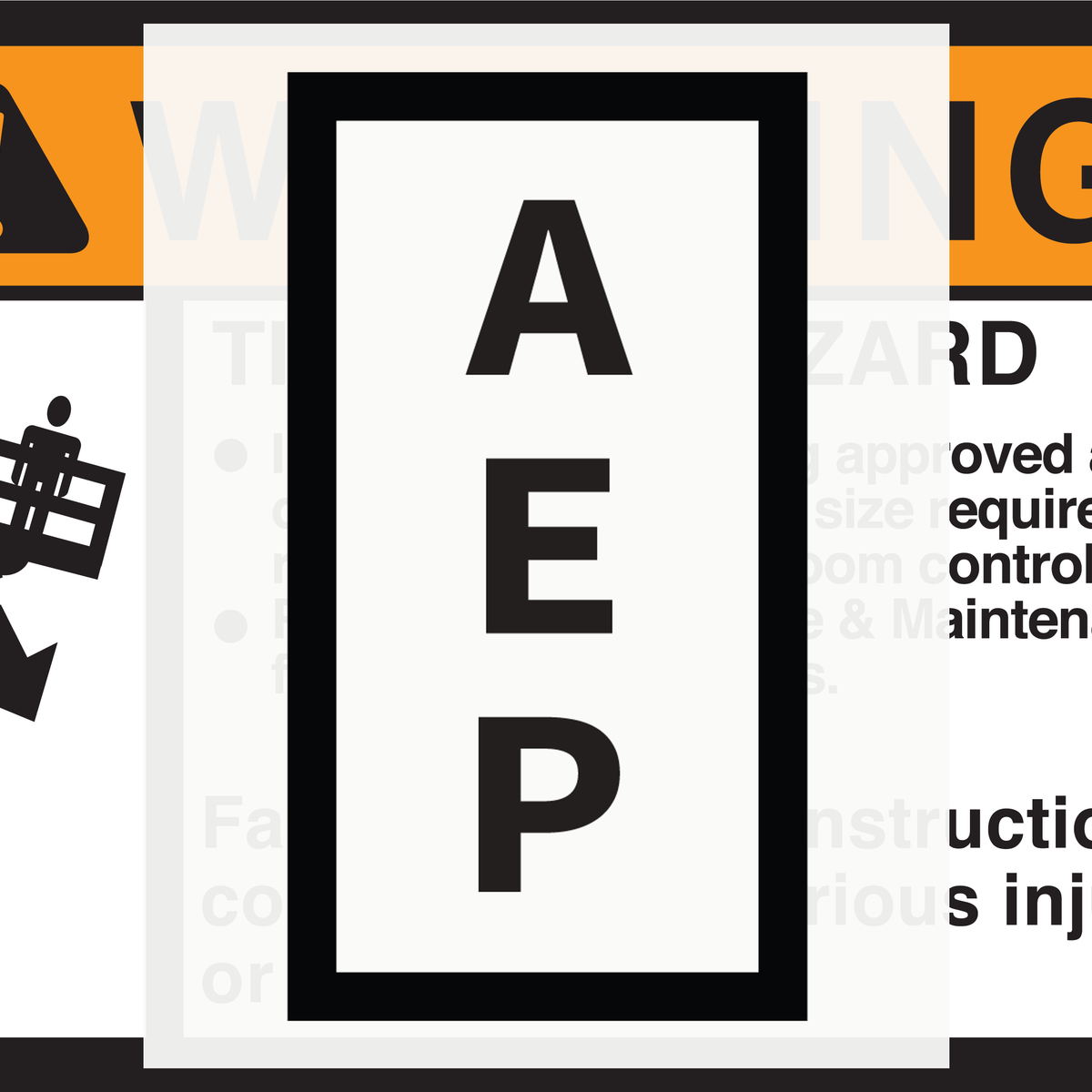 JLG Decal, Tip Over Plf Change 1705492 | Aerial Equipment Parts