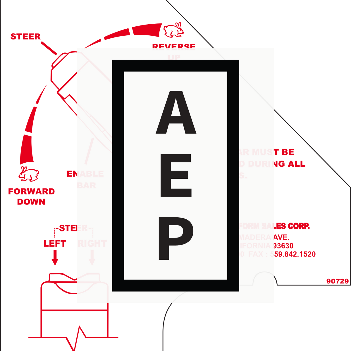 MEC Decal, Joystick Directions 90729 | Aerial Equipment Parts