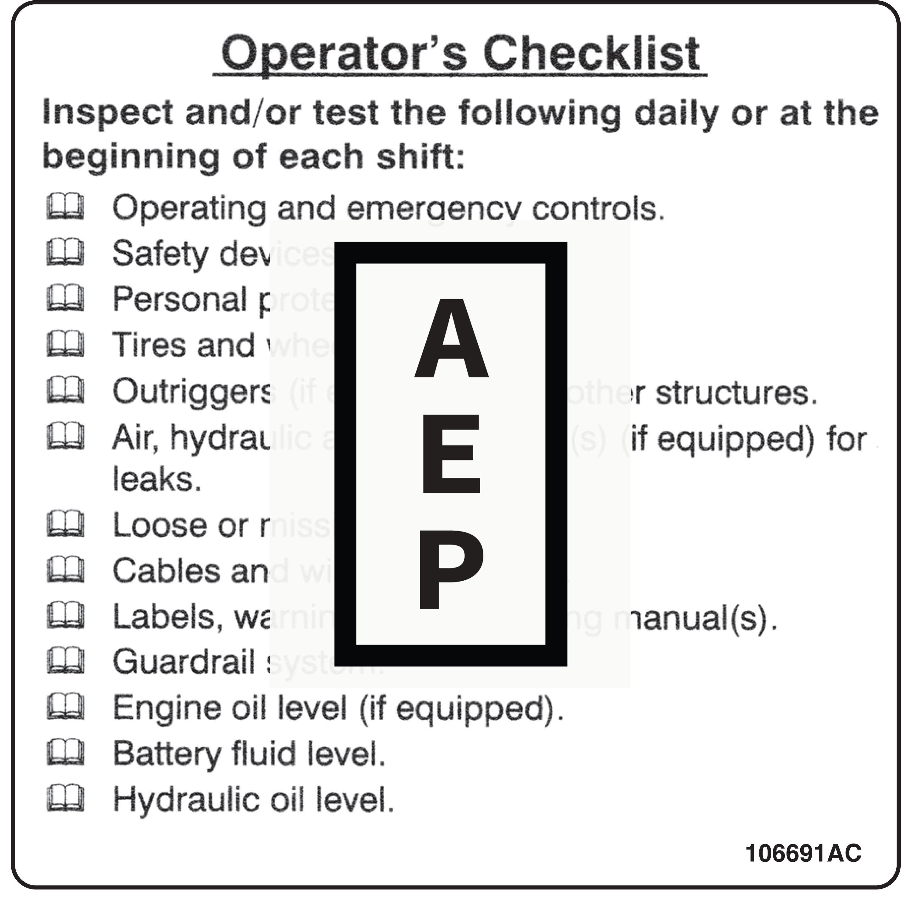 Lift Safety Labels | Aerial Equipment Parts
