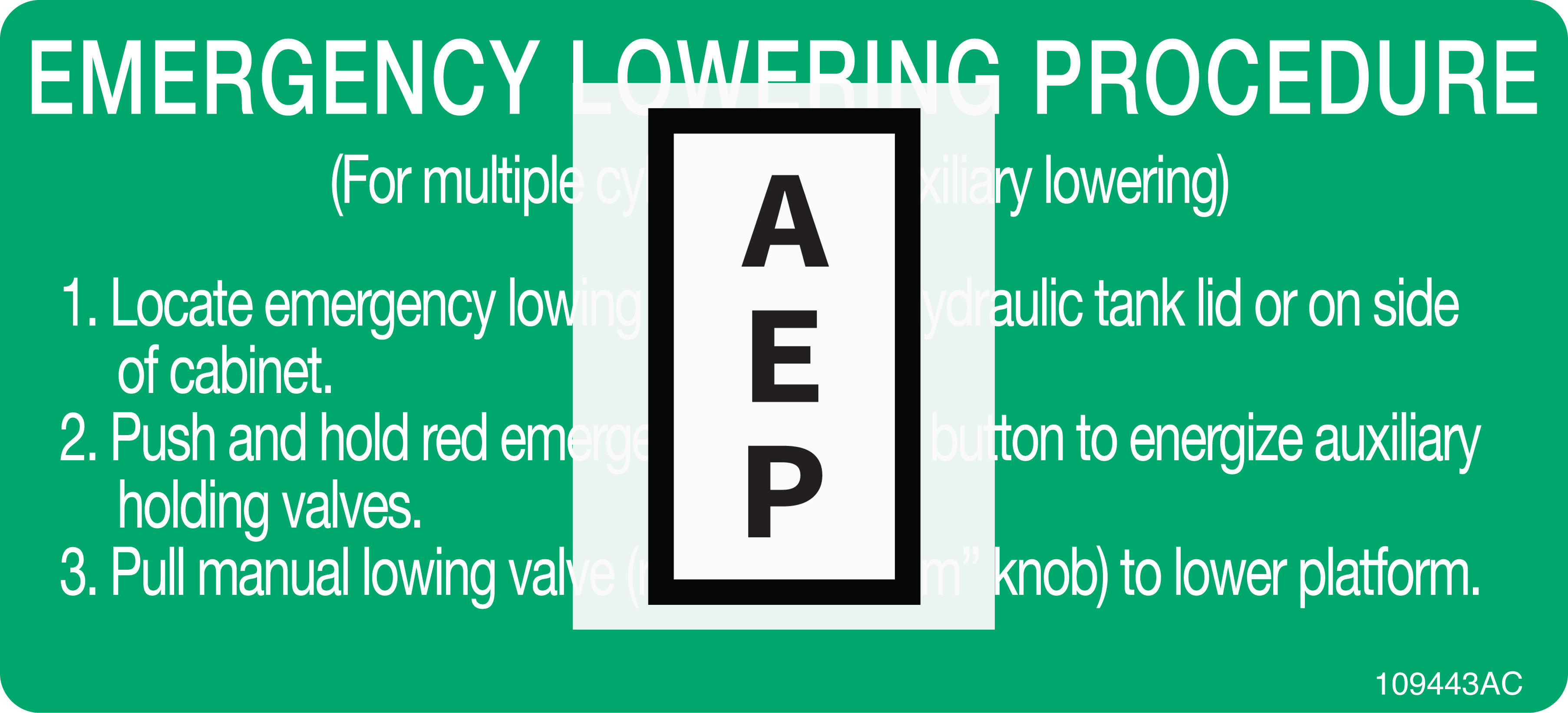 Skyjack Decal, Emergency Lowering 109443 | Aerial Equipment Parts