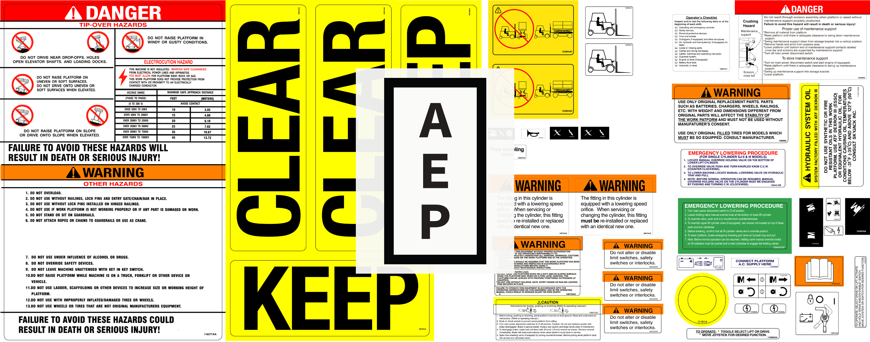 Skyjack 112822 Decal Kit Online | Aerial Equipment Parts