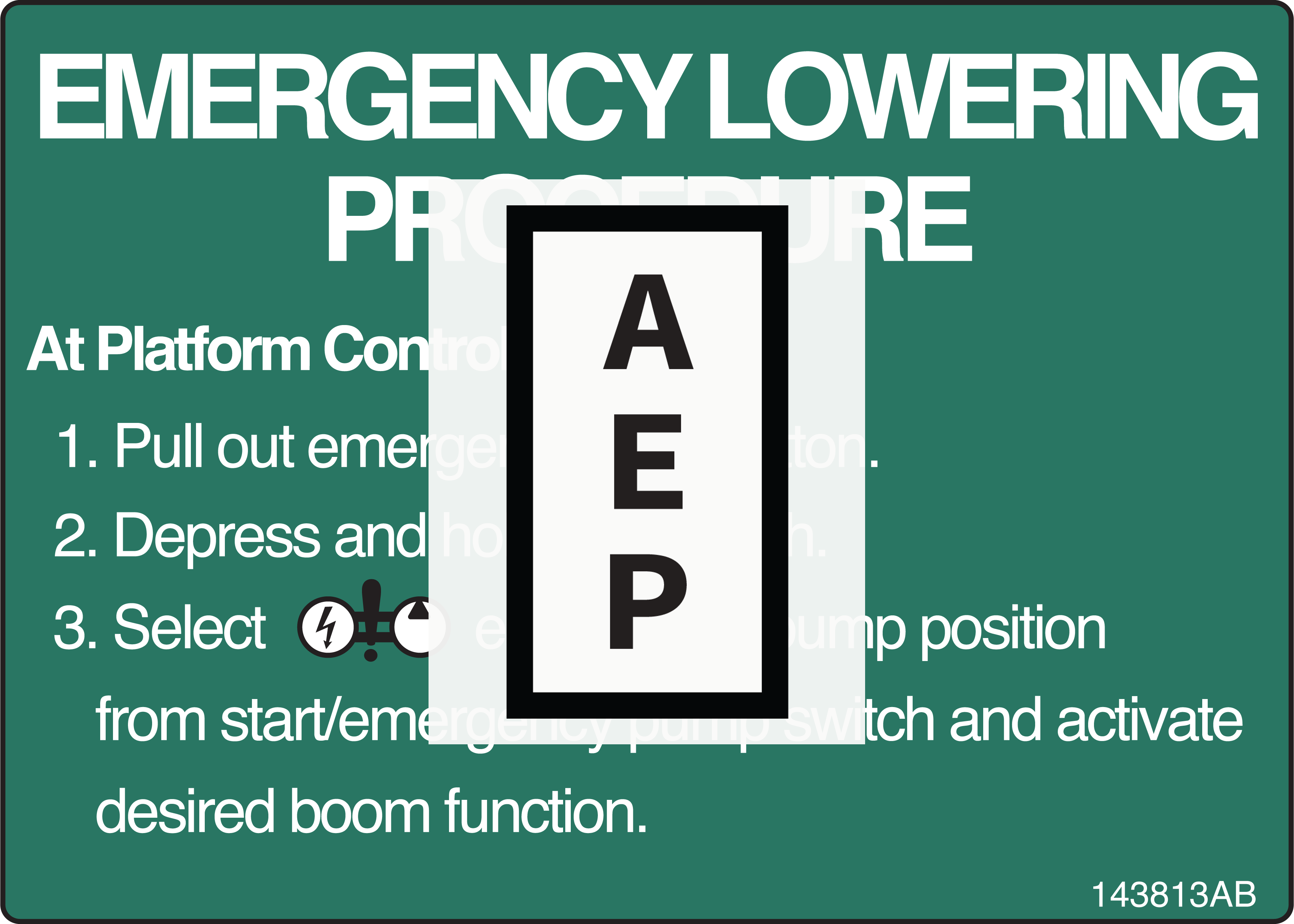 Skyjack 143813 Emergency Lowering Decal | Aerial Equipment Parts