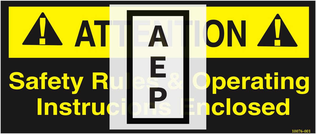Upright 10076 001 Safety Rules Decal | Aerial Equipment Parts
